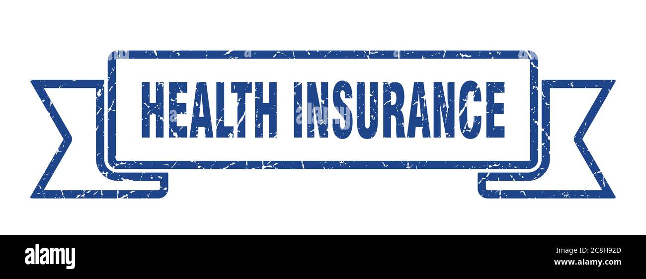 health insurance ribbon sign. health insurance vintage retro band Stock ...
