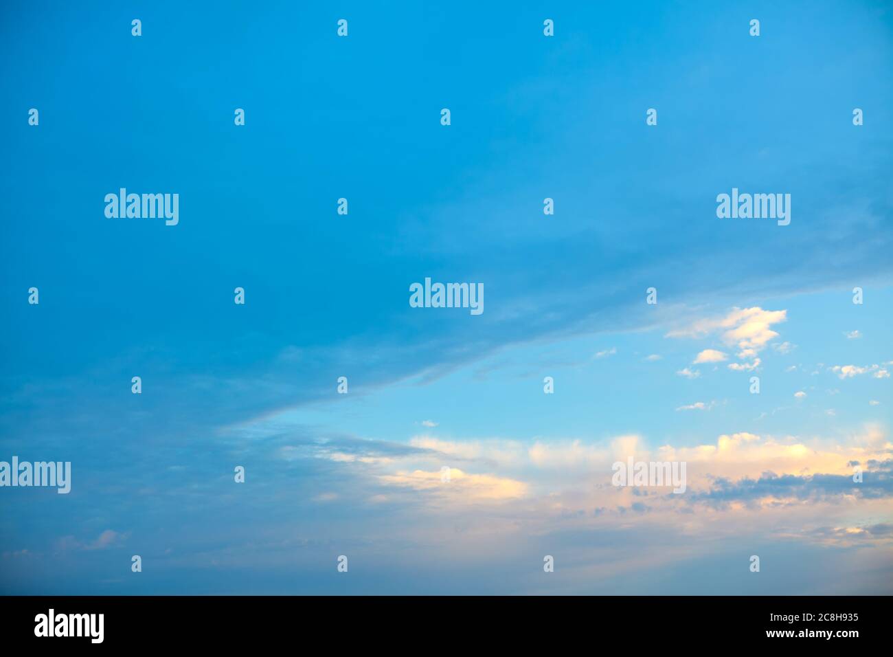 Sky blue white clouds early morning sun sunrise hi-res stock ...