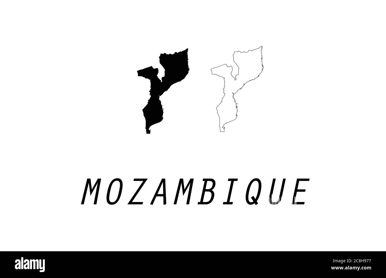 Mozambique map outline vector illustration Stock Vector Image & Art - Alamy