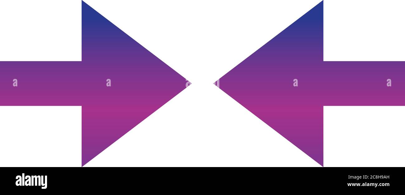 two arrows pointing center gradient style icon vector illustration ...