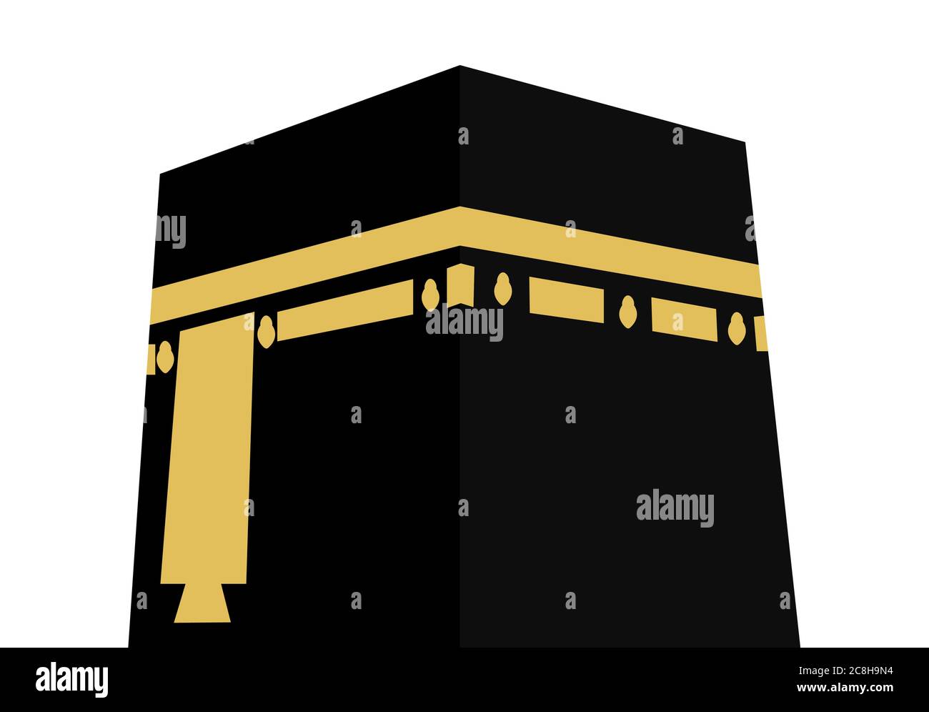 Vector Illustration of a devotees praying facing towards Kaaba. Muslim ...
