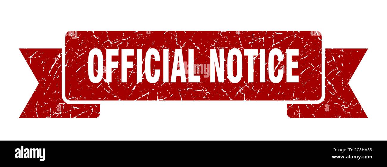 official notice ribbon sign. official notice vintage retro band Stock ...