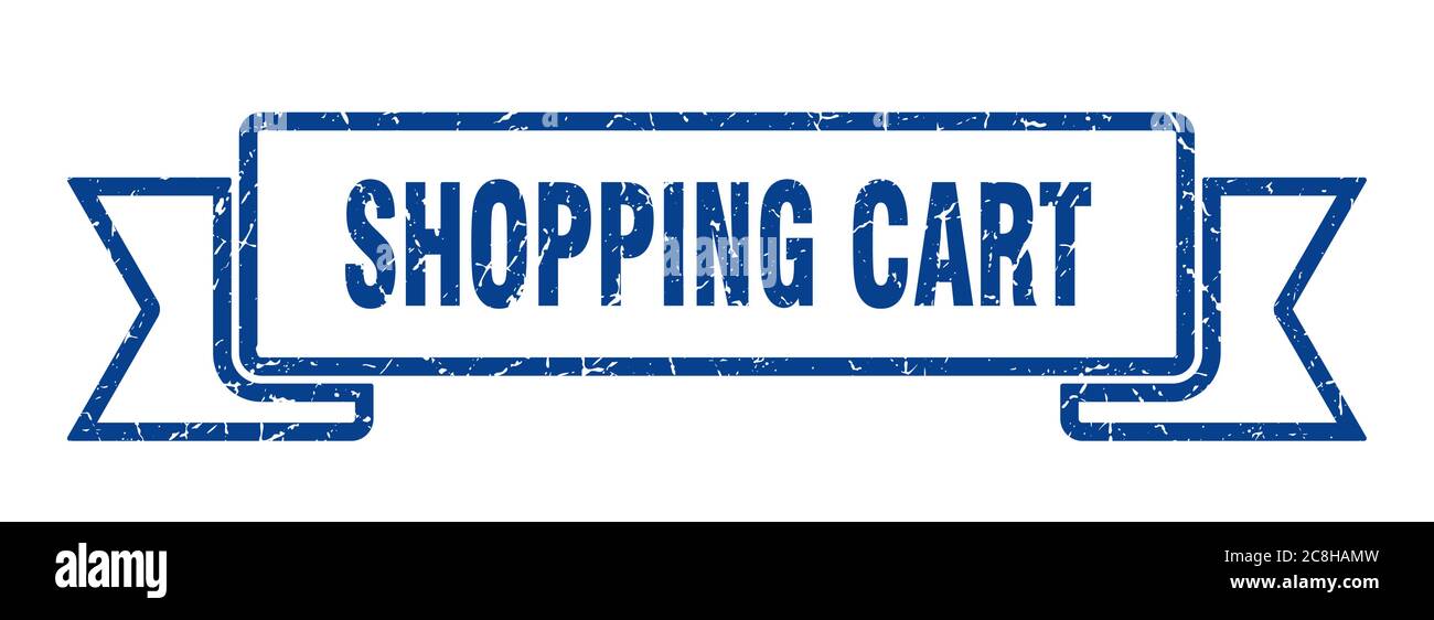 shopping cart ribbon sign. shopping cart vintage retro band Stock ...