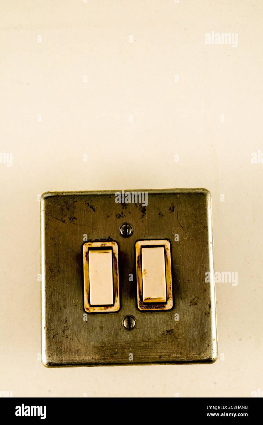 Close-up of elctric switch interruptor Object on a White Background ...