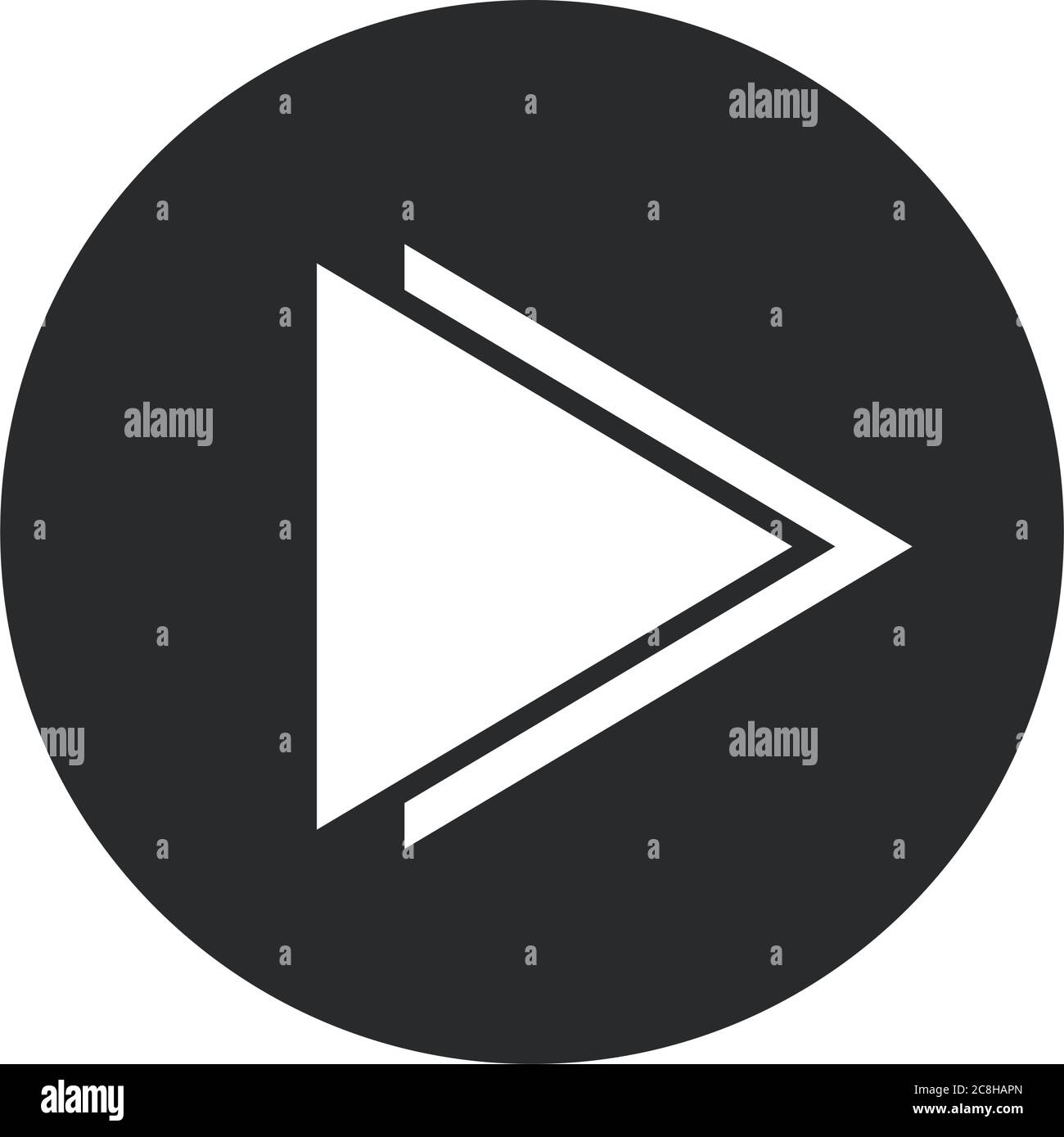 right double arrow continue button silhouette style icon vector ...