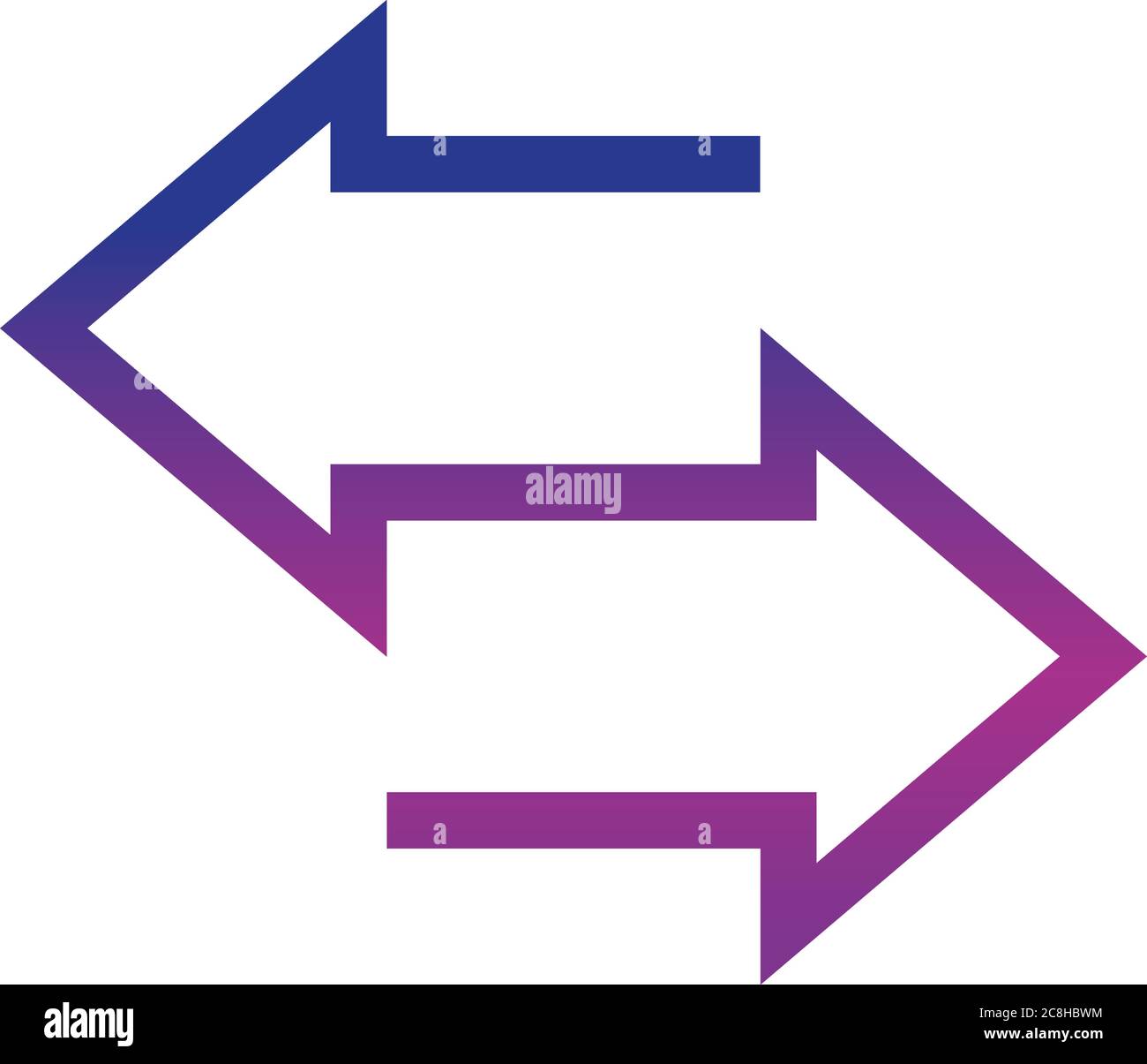 arrow direction related icon, arrows point two sides gradient style ...