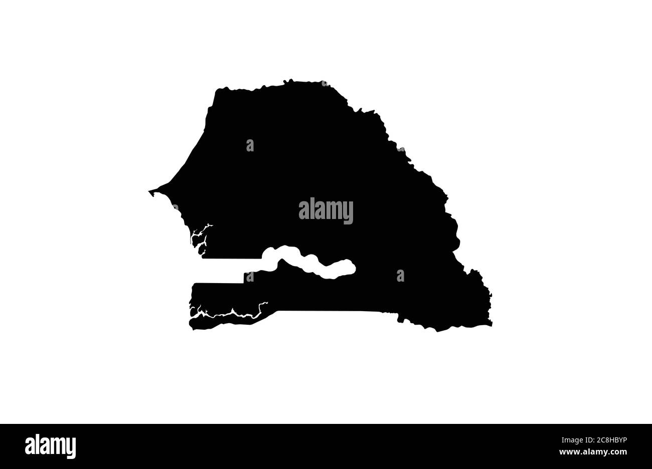 Senegal silhouette map isolated Black and White Stock Photos & Images ...