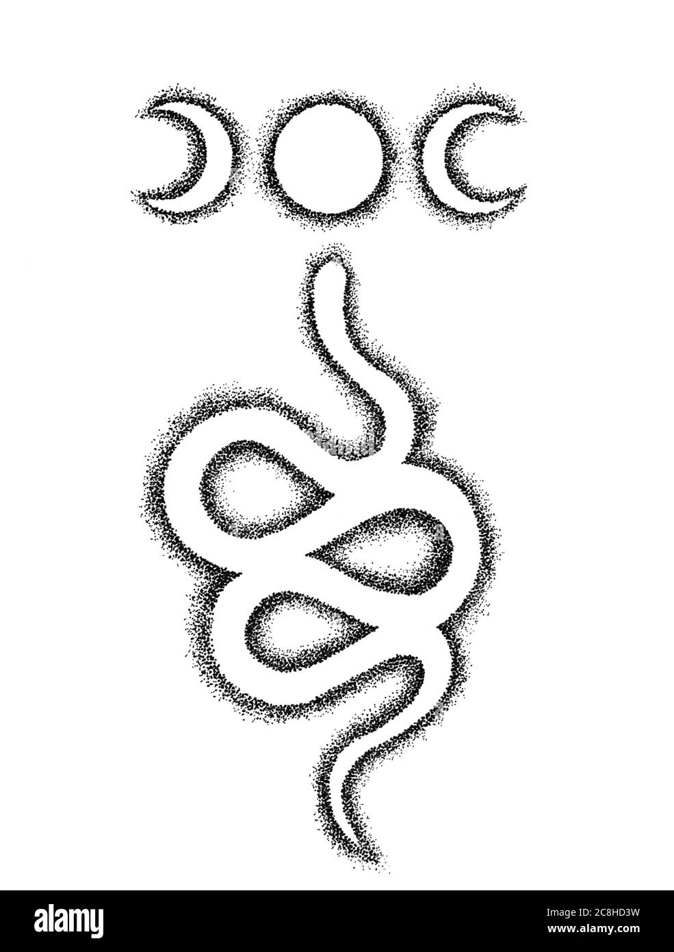 Silhouette of Snake and moon on white background Stock Photo - Alamy