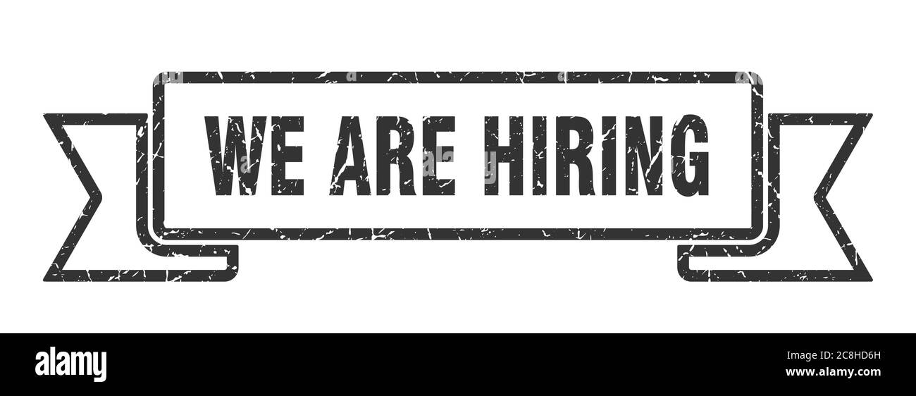 we are hiring ribbon sign. we are hiring vintage retro band Stock ...
