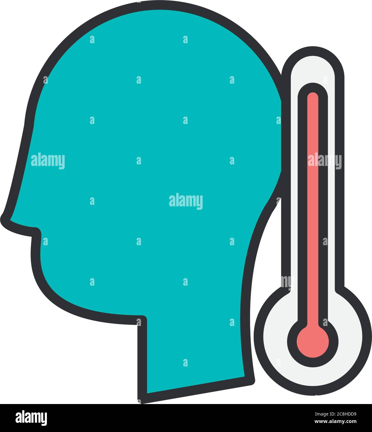 profile with thermometer temperature measure line and fill style vector ...