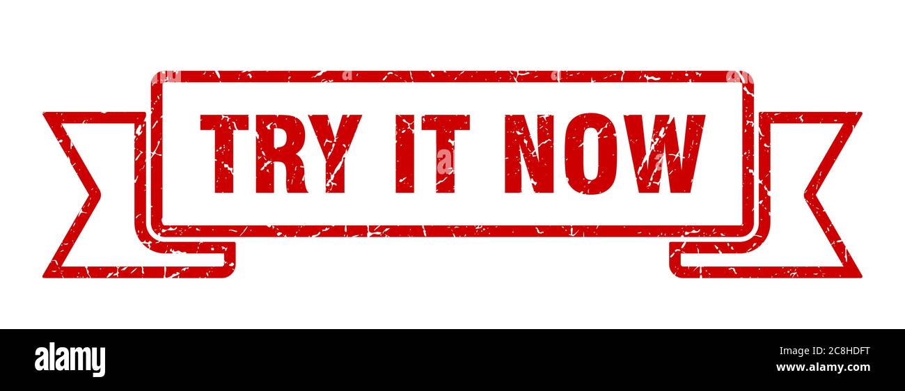 try it now ribbon sign. try it now vintage retro band Stock Vector ...