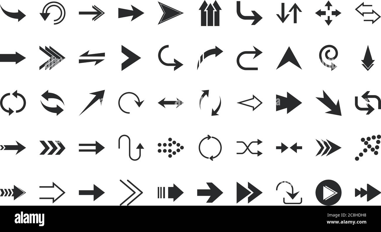 arrows direction guide cursor web navigation icons set silhouette style ...