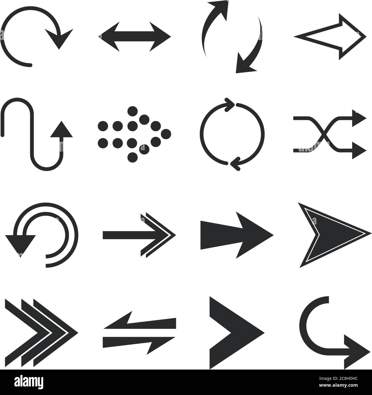 Arrows Direction Guide Cursor Web Navigation Icons Set Silhouette Style Vector Illustration