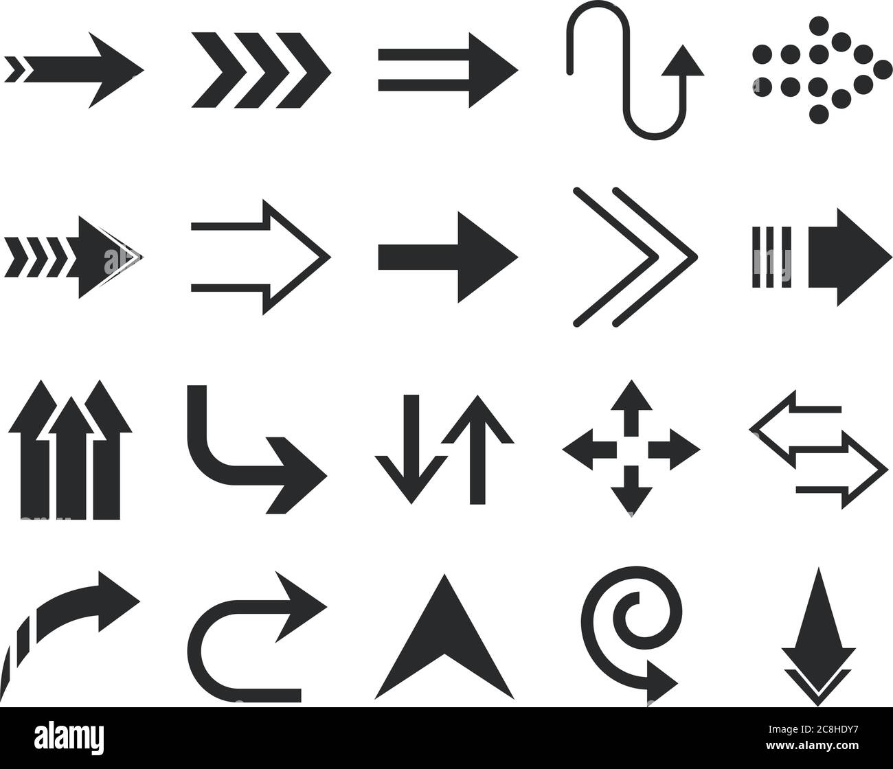 Arrows Direction Guide Cursor Web Navigation Icons Set Silhouette Style Vector Illustration