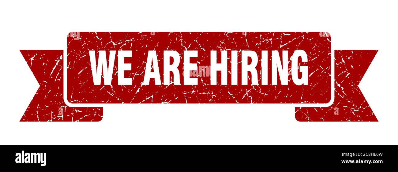 we are hiring ribbon sign. we are hiring vintage retro band Stock ...