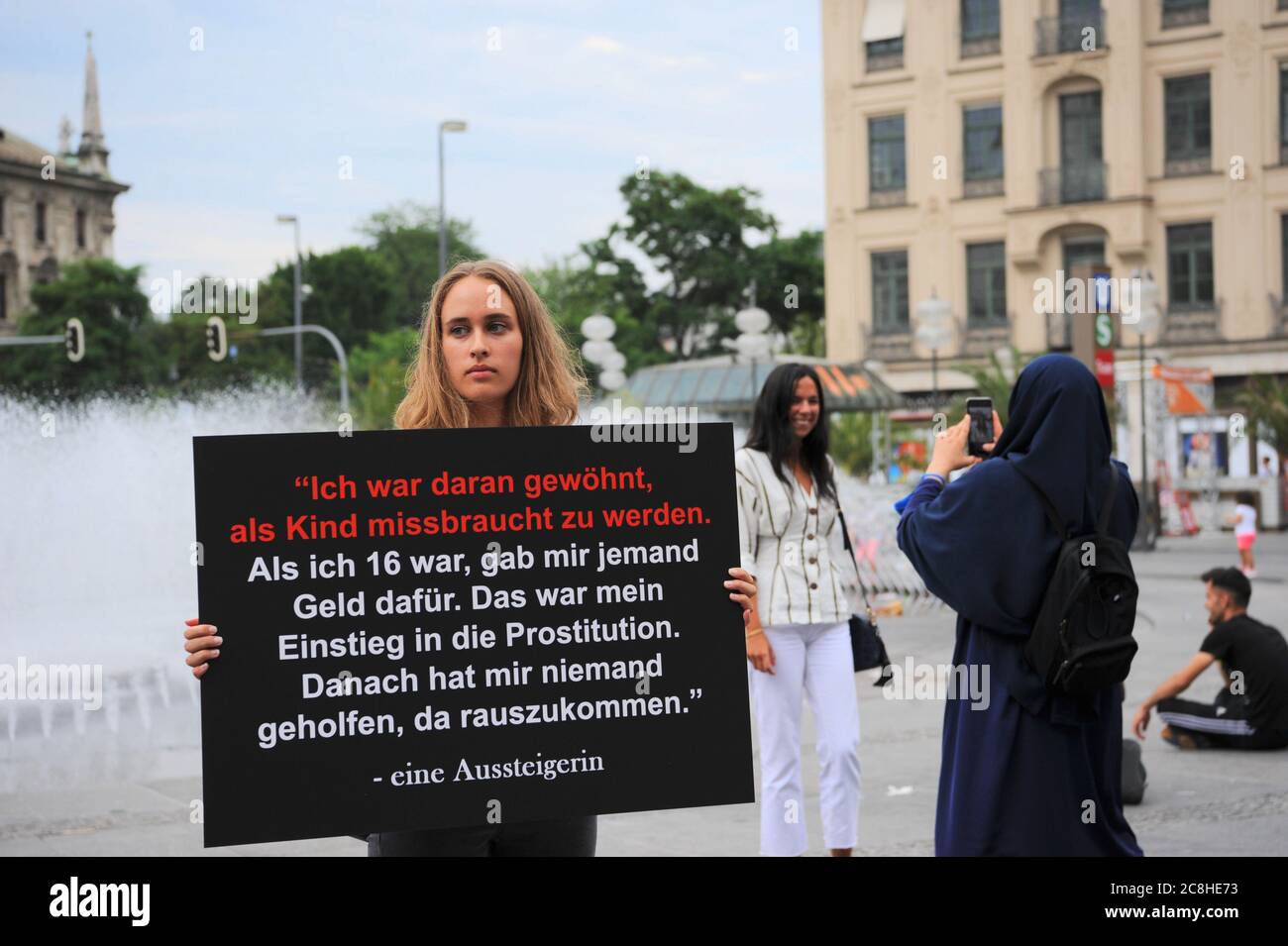 Women from the Association Terre de Femmes demonstrate against ...