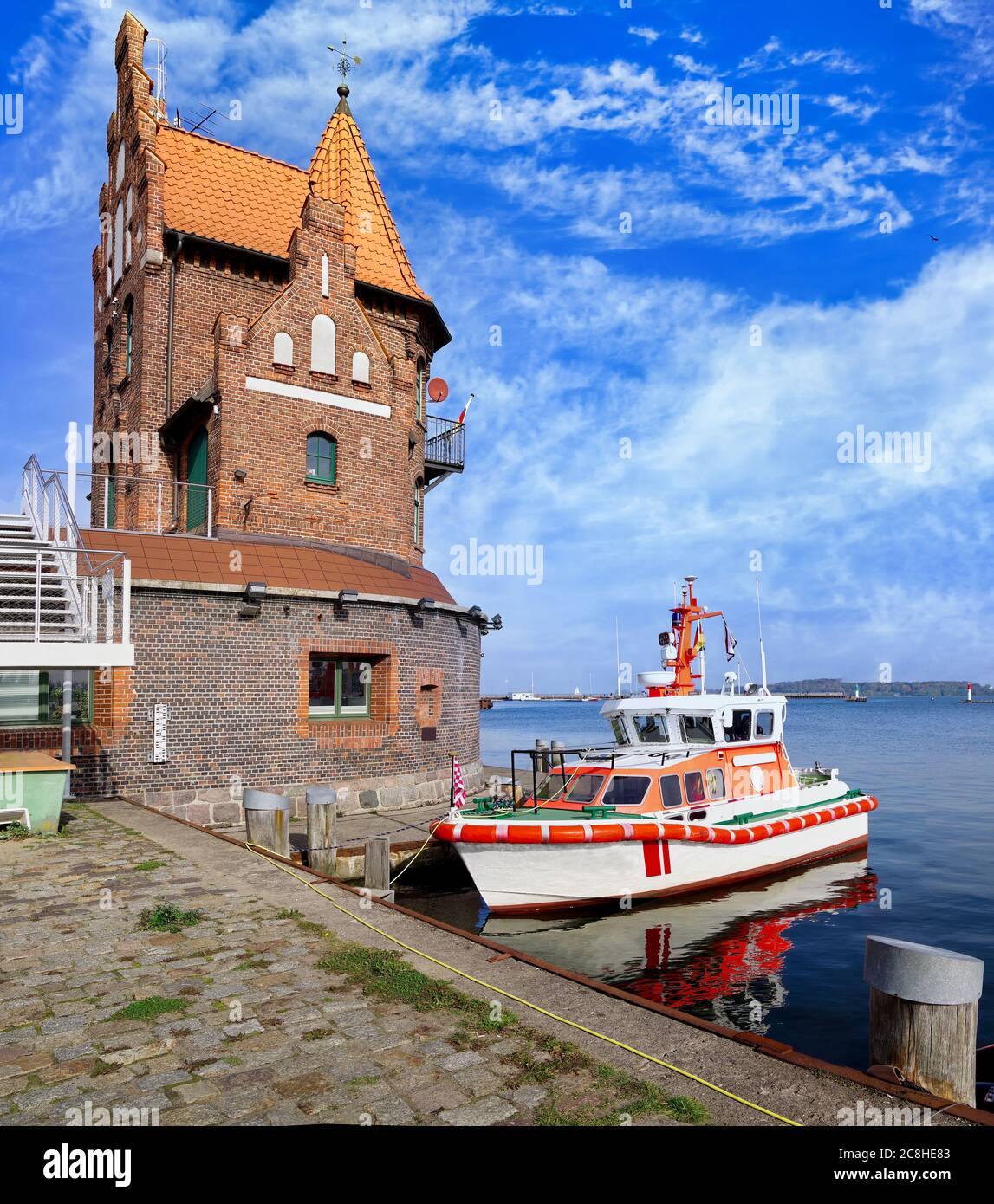 The harbor master house (old pilot house or Lotsenhaus) and a docket ...
