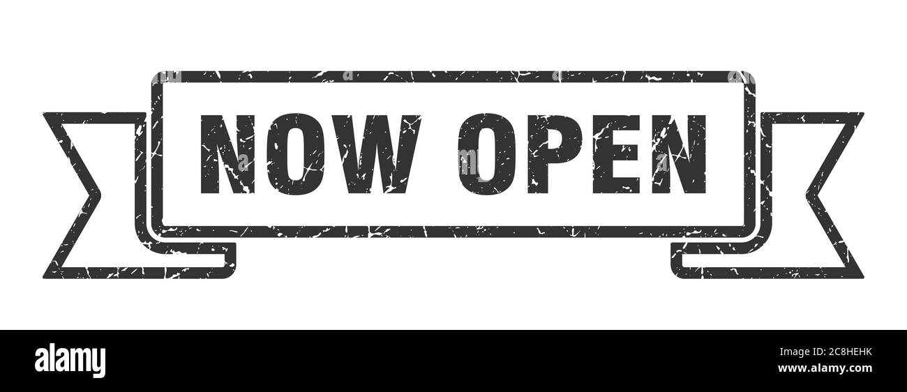 now open ribbon sign. now open vintage retro band Stock Vector Image ...