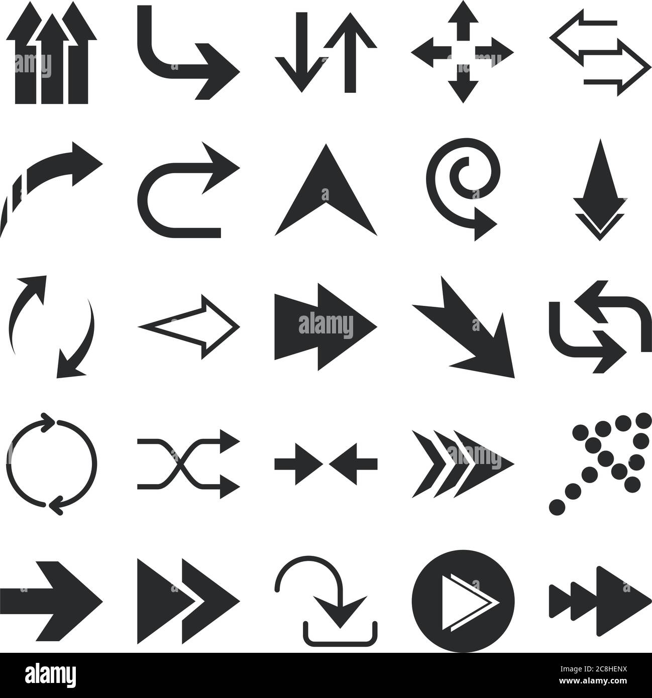 Arrows Direction Guide Cursor Web Navigation Icons Set Silhouette Style Vector Illustration