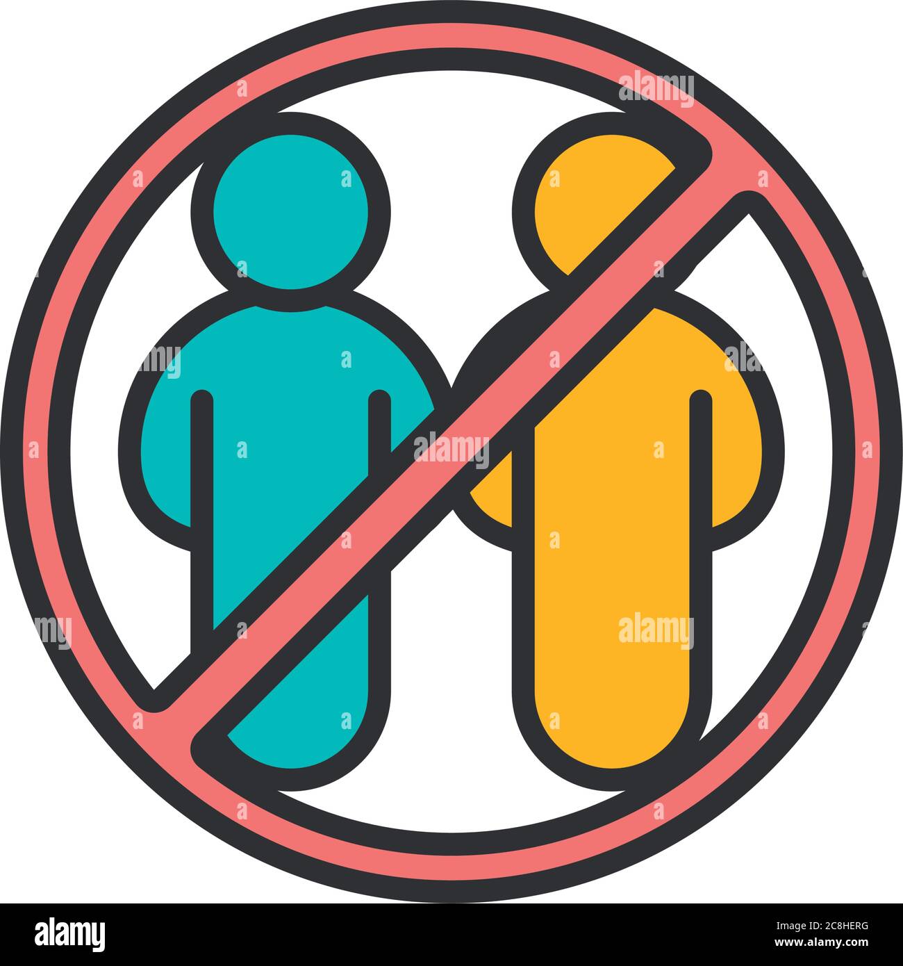 avoid crowds signal for covid19 signal ,prevention method line and fill ...