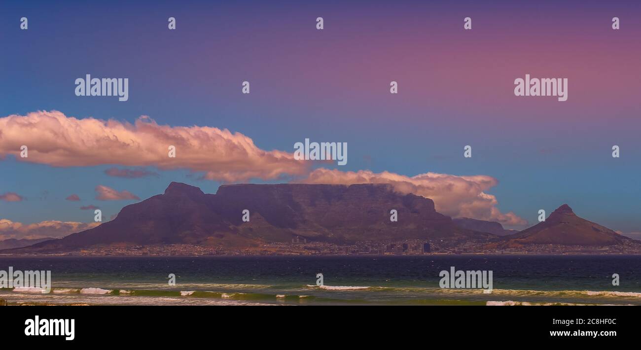 Table view beach at bloubergstrand Cape Town showing table mountain and ...