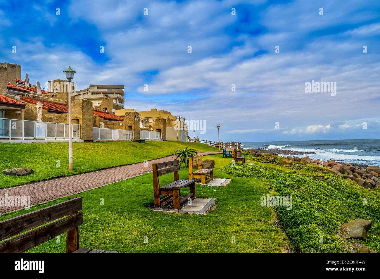 Picturesque and rocky Ballito beach landscape in north Durban , KZN ...