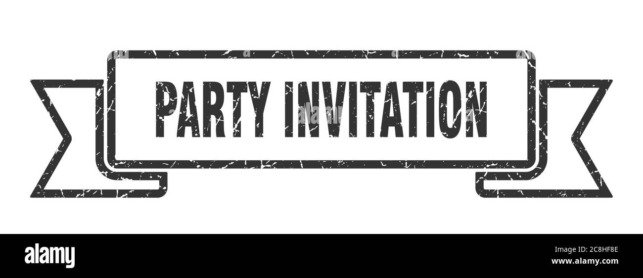 party invitation ribbon sign. party invitation vintage retro band Stock ...