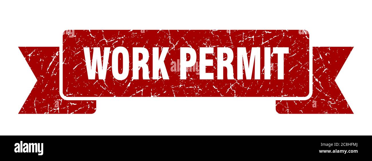 work permit ribbon sign. work permit vintage retro band Stock Vector ...