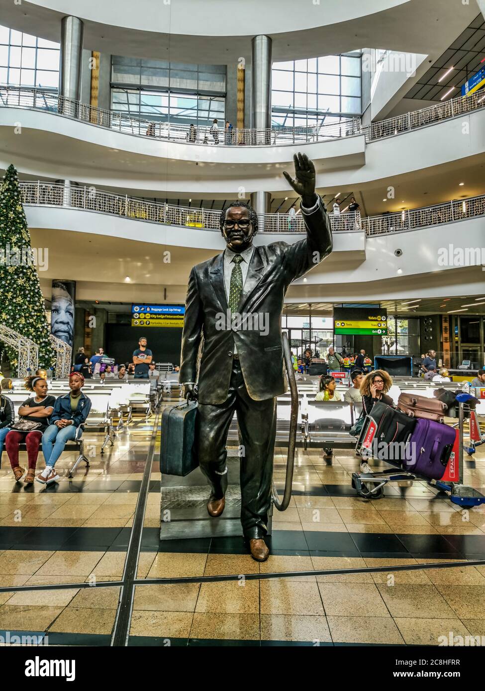 Johannesburg, South Africa - 25 Jan 2020: People waiting in arivals ...
