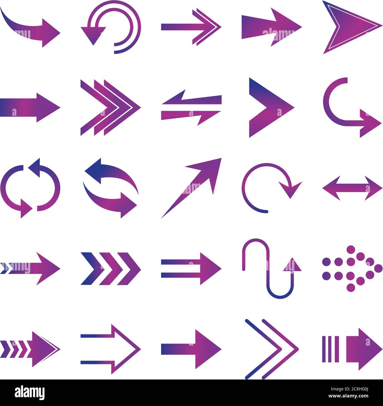 Arrows Direction Guide Cursor Web Navigation Icons Set Gradient Style Vector Illustration Stock