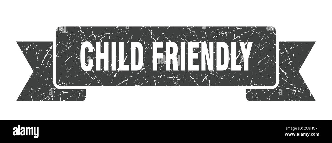 child friendly ribbon sign. child friendly vintage retro band Stock ...