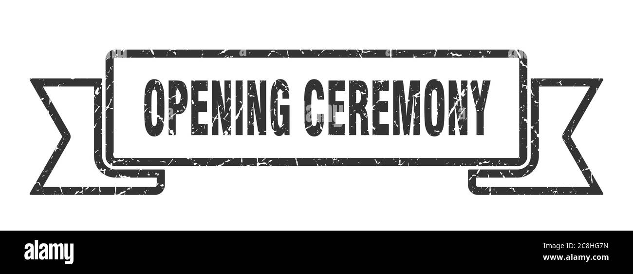 opening ceremony ribbon sign. opening ceremony vintage retro band Stock ...