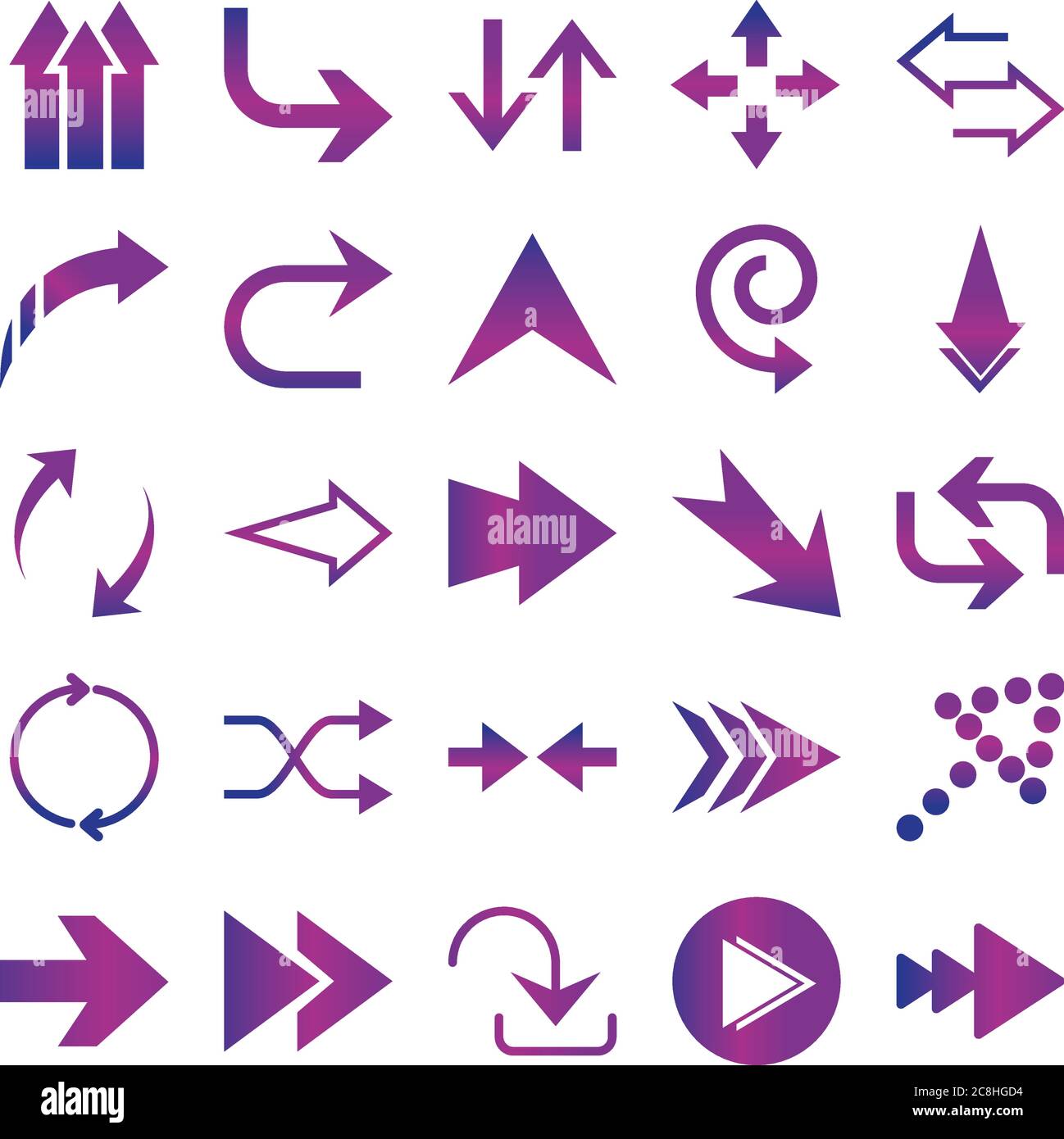 Arrows Direction Guide Cursor Web Navigation Icons Set Gradient Style Vector Illustration Stock