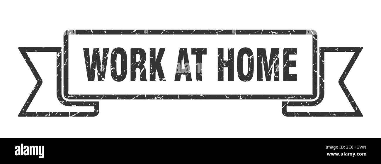 work at home ribbon sign. work at home vintage retro band Stock Vector ...