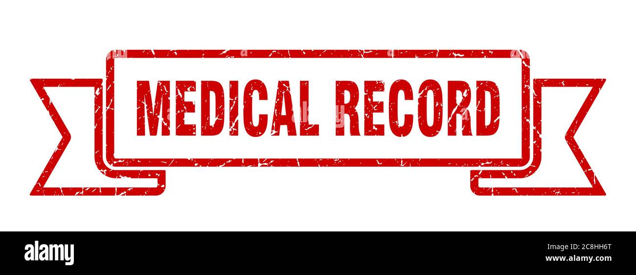 medical record ribbon sign. medical record vintage retro band Stock ...