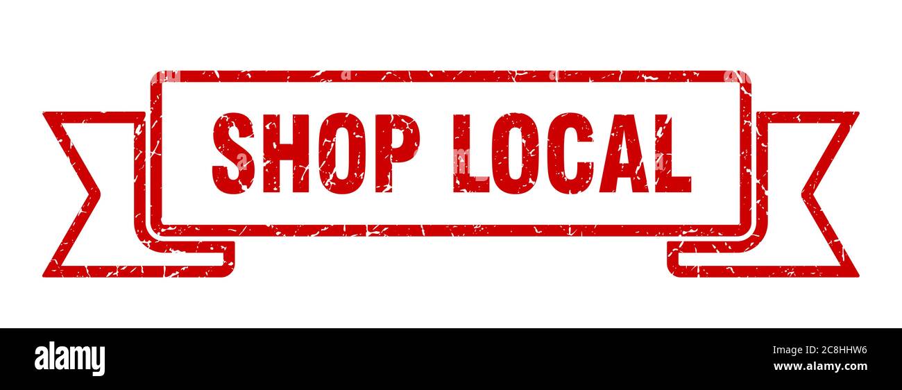 shop local ribbon sign. shop local vintage retro band Stock Vector ...