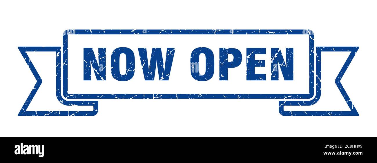 now open ribbon sign. now open vintage retro band Stock Vector Image ...