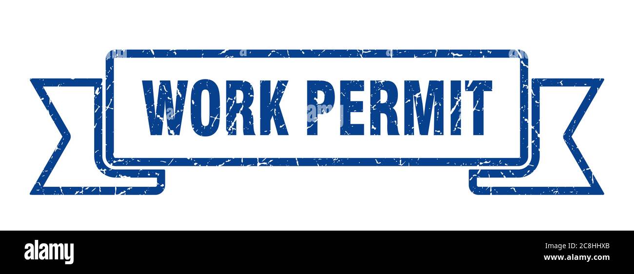 work permit ribbon sign. work permit vintage retro band Stock Vector ...