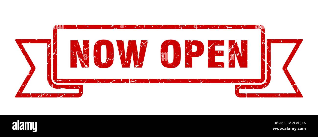 now open ribbon sign. now open vintage retro band Stock Vector Image ...