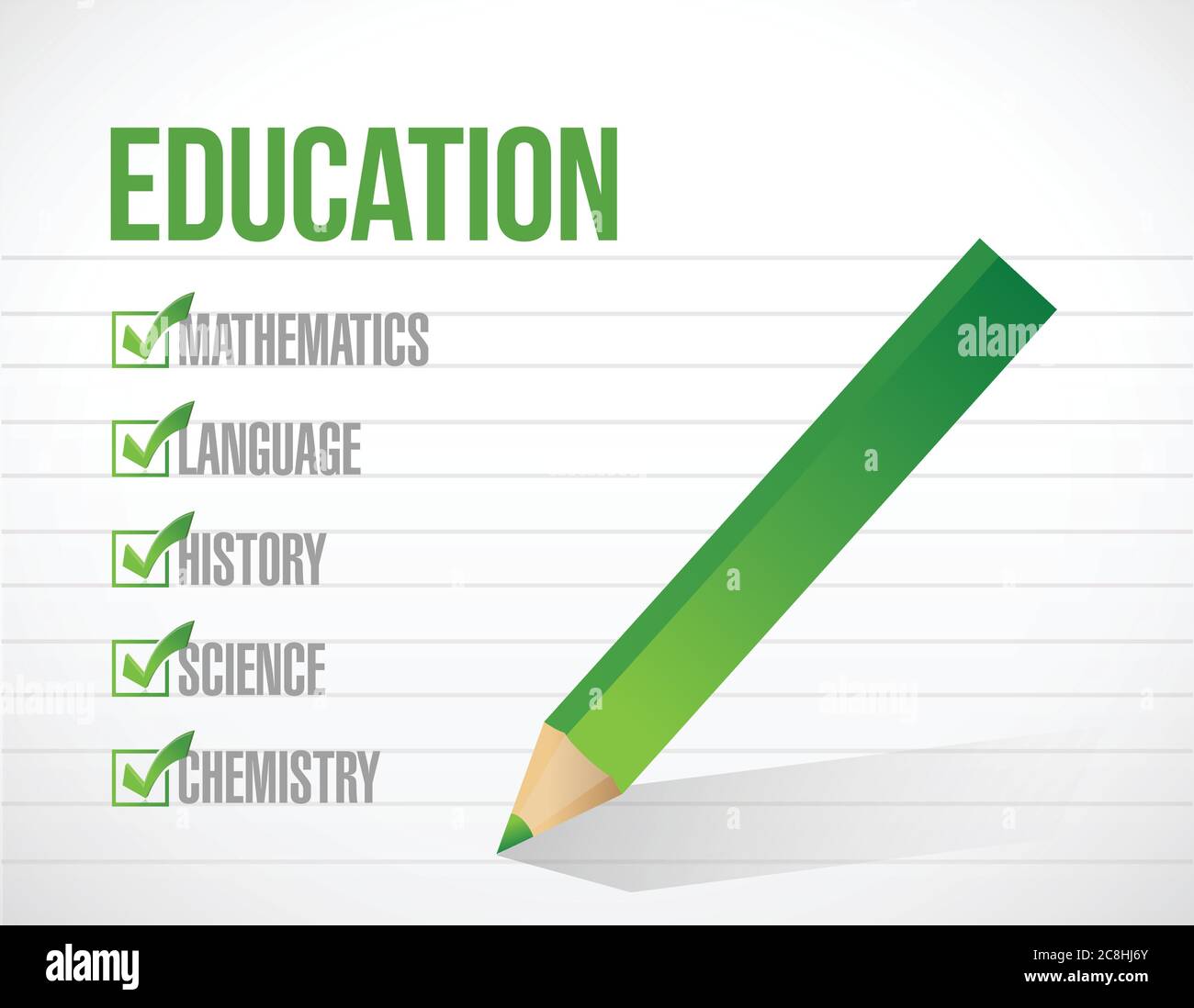 Education check list illustration design over a white paper background ...