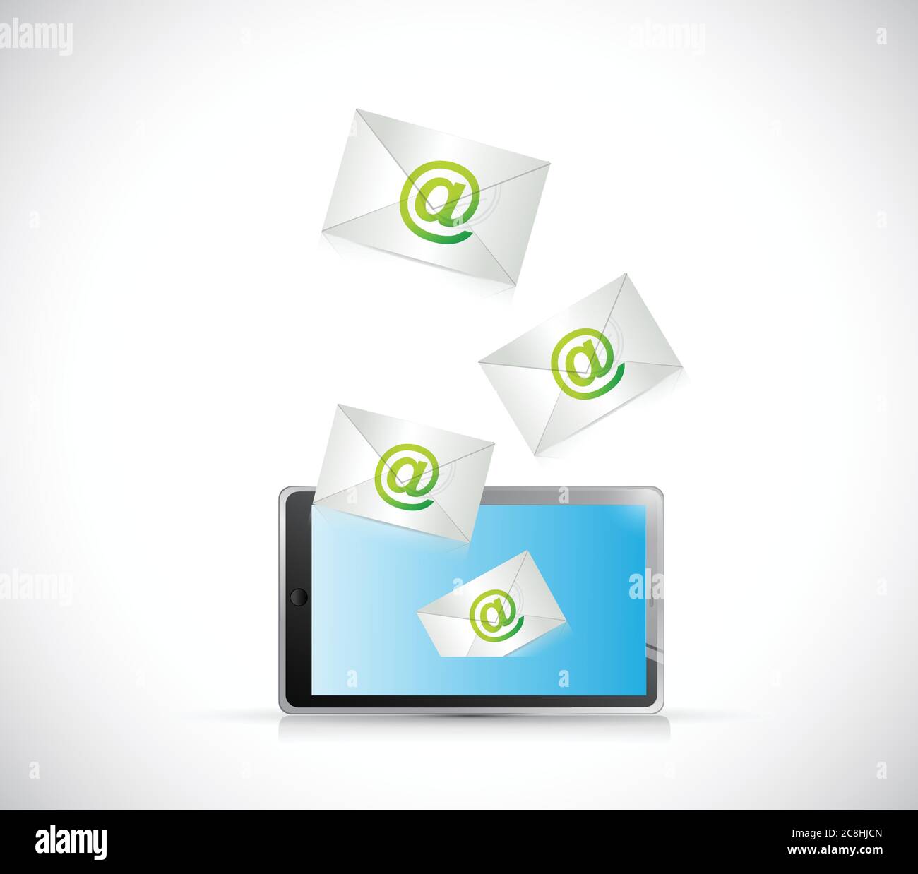 Receiving mail on a tablet. illustration design over a white background ...