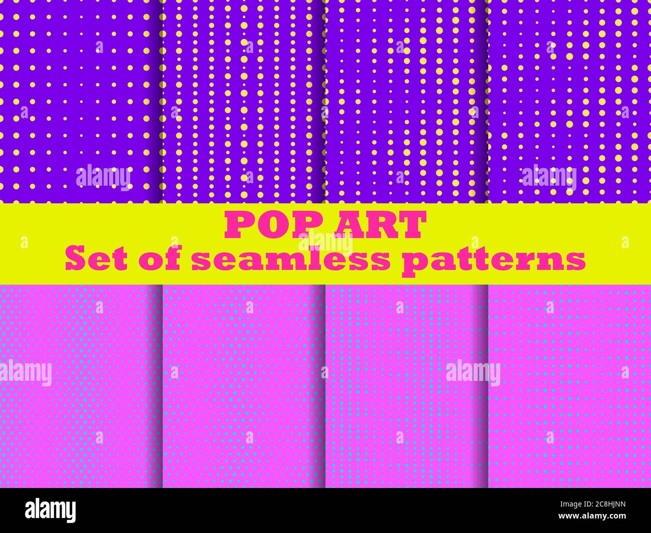 Dotted, Pop Art seamless pattern set. 1960s pop art background for ...