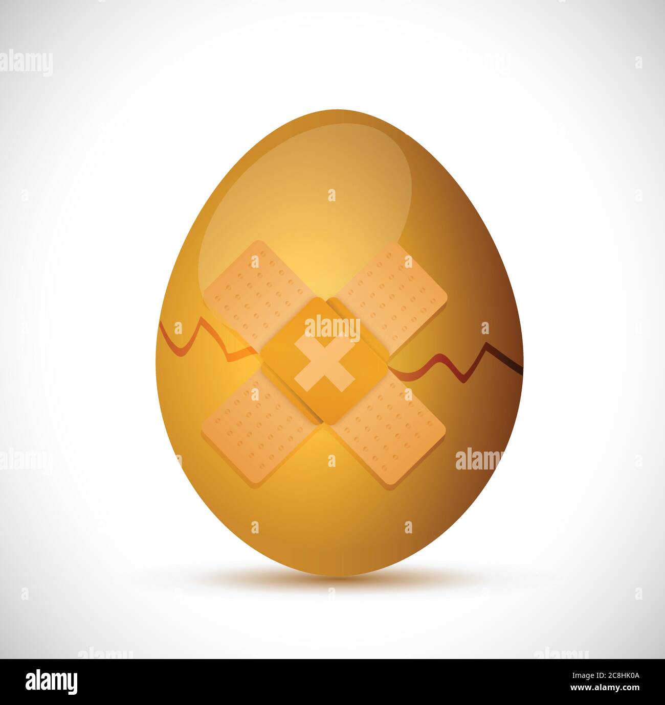 Broken egg and band aid illustration design over a white background ...
