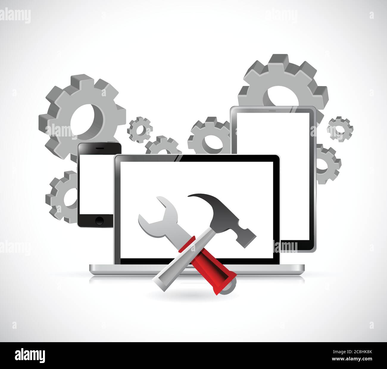 Electronics and tools illustration design over a white background Stock ...