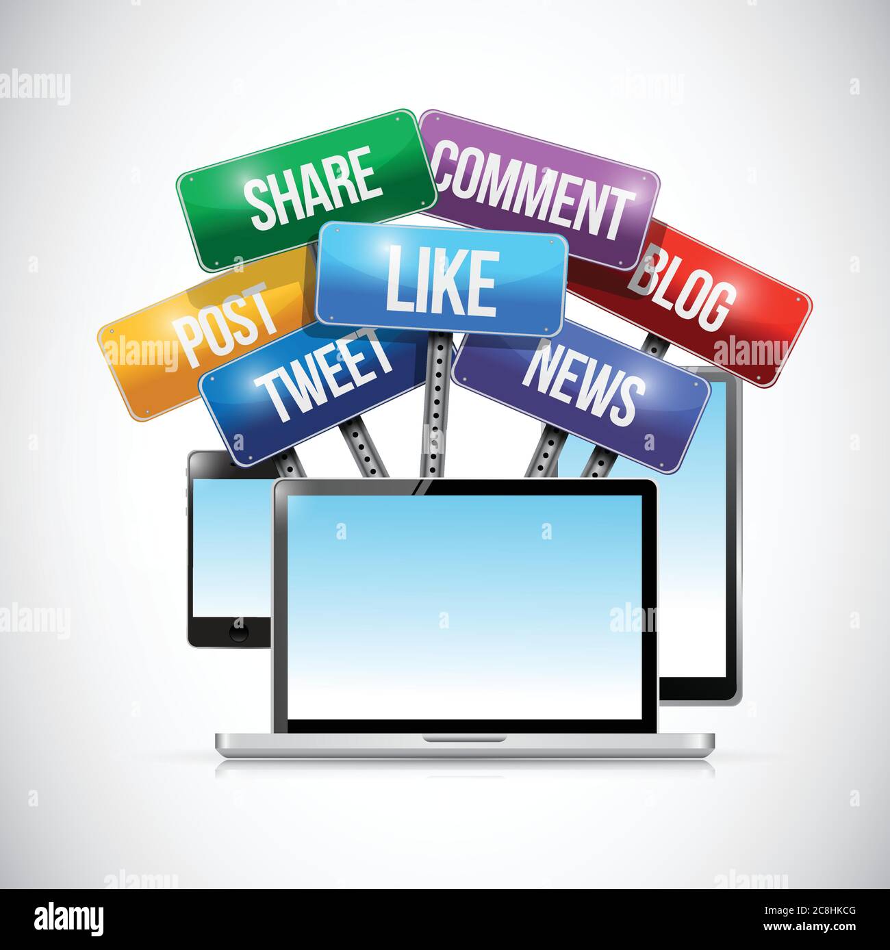 Set of electronics and media signs. illustration design over a white ...