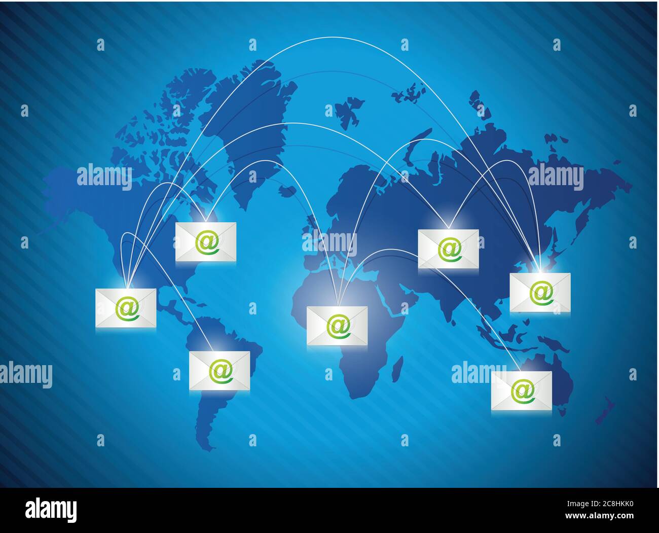 Email communication concept around the world . illustration design ...