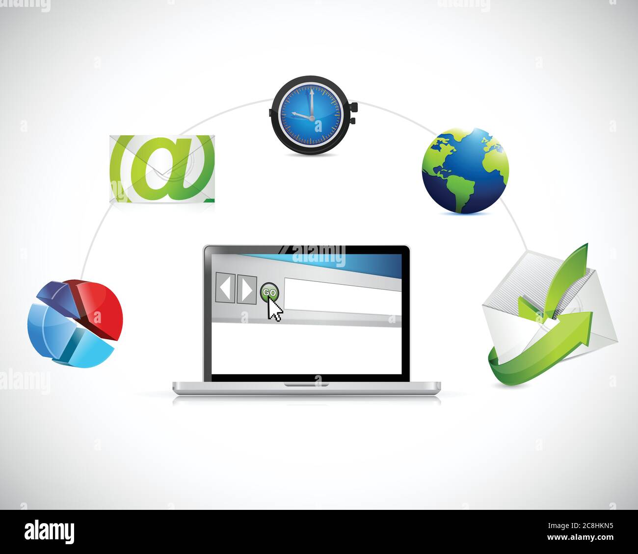 Technology web solutions for marketing. illustration design over a ...