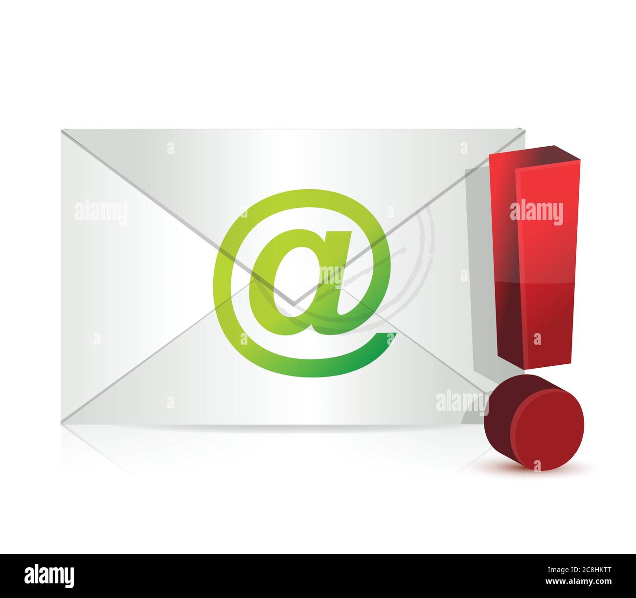Email and exclamation point illustration design over a white background ...