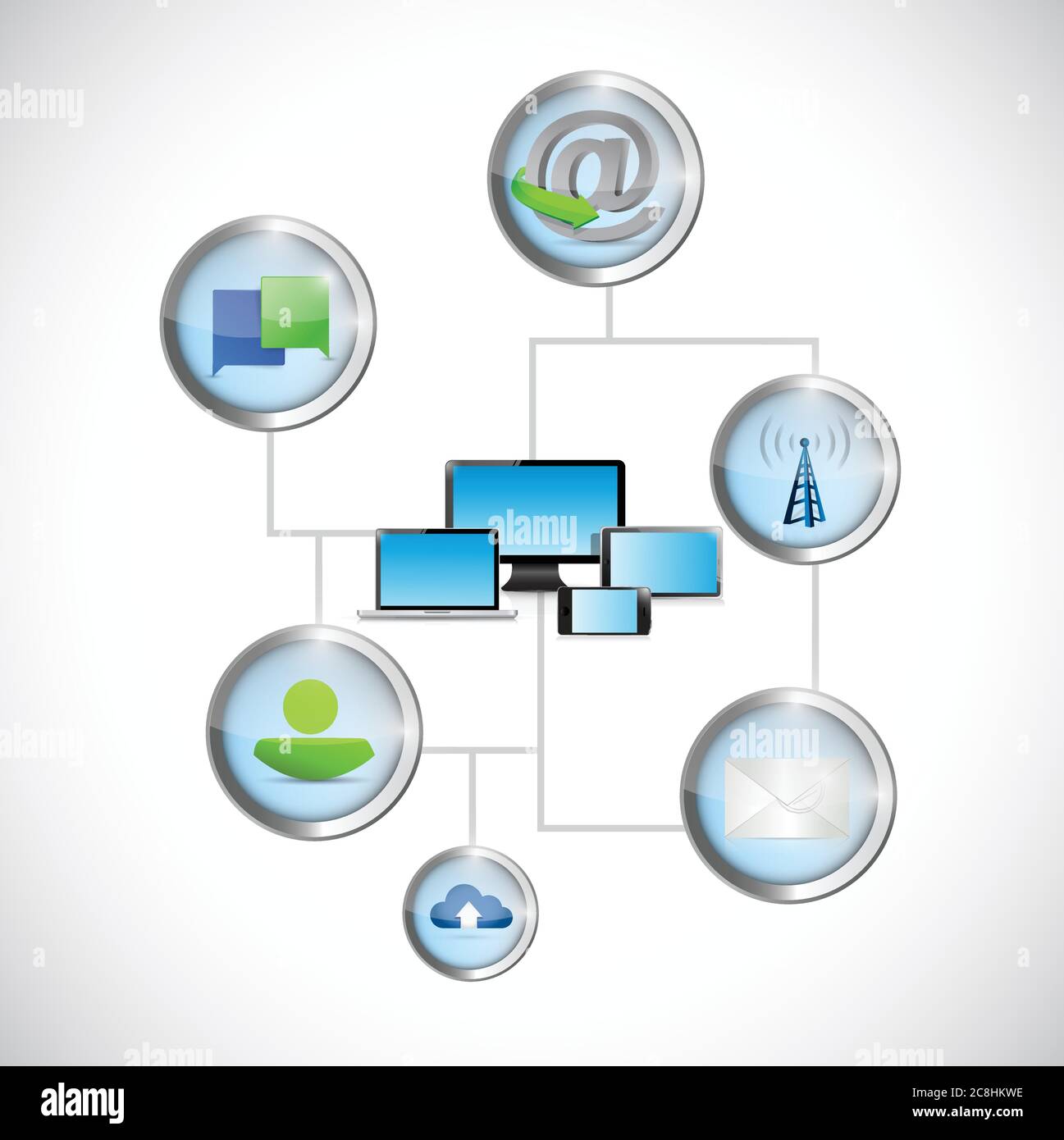 Computer network technology communication illustration design over a ...