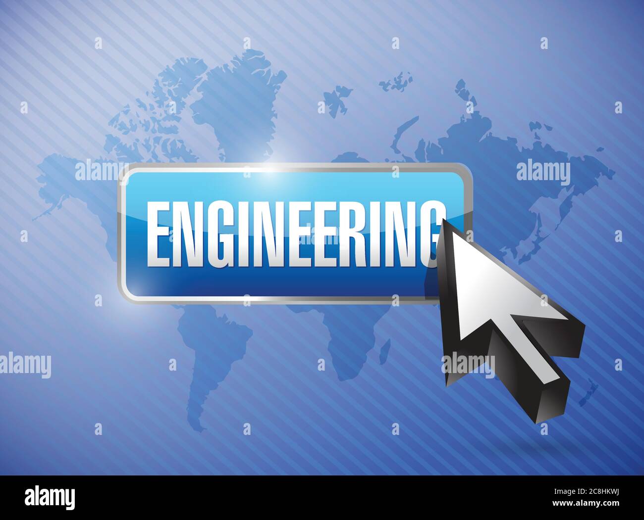 Engineering button illustration design over a world map background ...